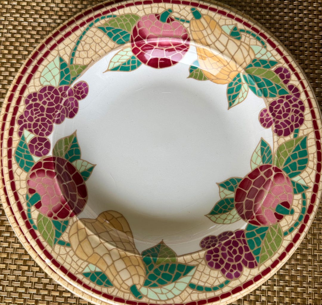 Pier 1 Italy Mosaic Fruit Dinnerware Set Vintage Majolica Plates ...