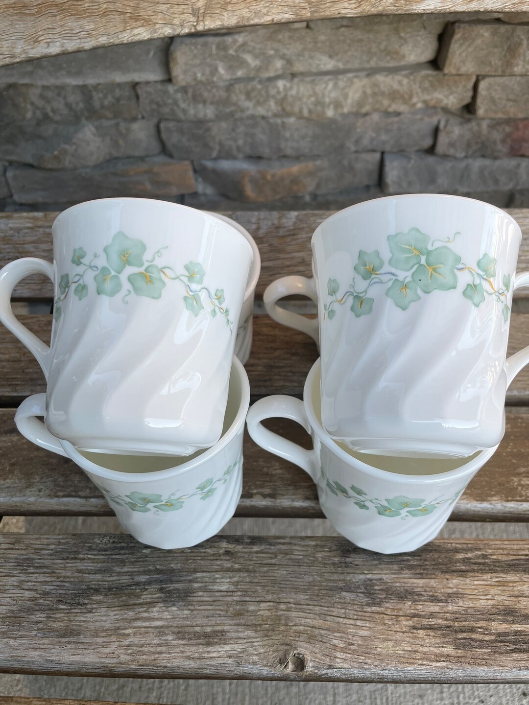 Corelle Callaway Mugs, Green Ivy Swirl, Set of 4 - Etsy