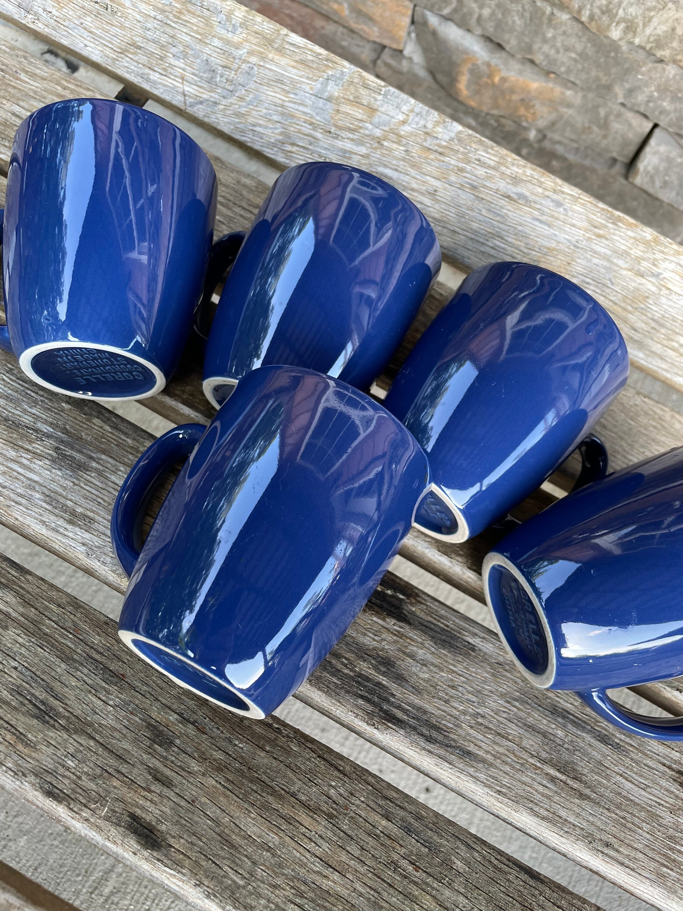 Corelle Stoneware Coffee Cups Corning Ware Corelle Cobalt | Etsy