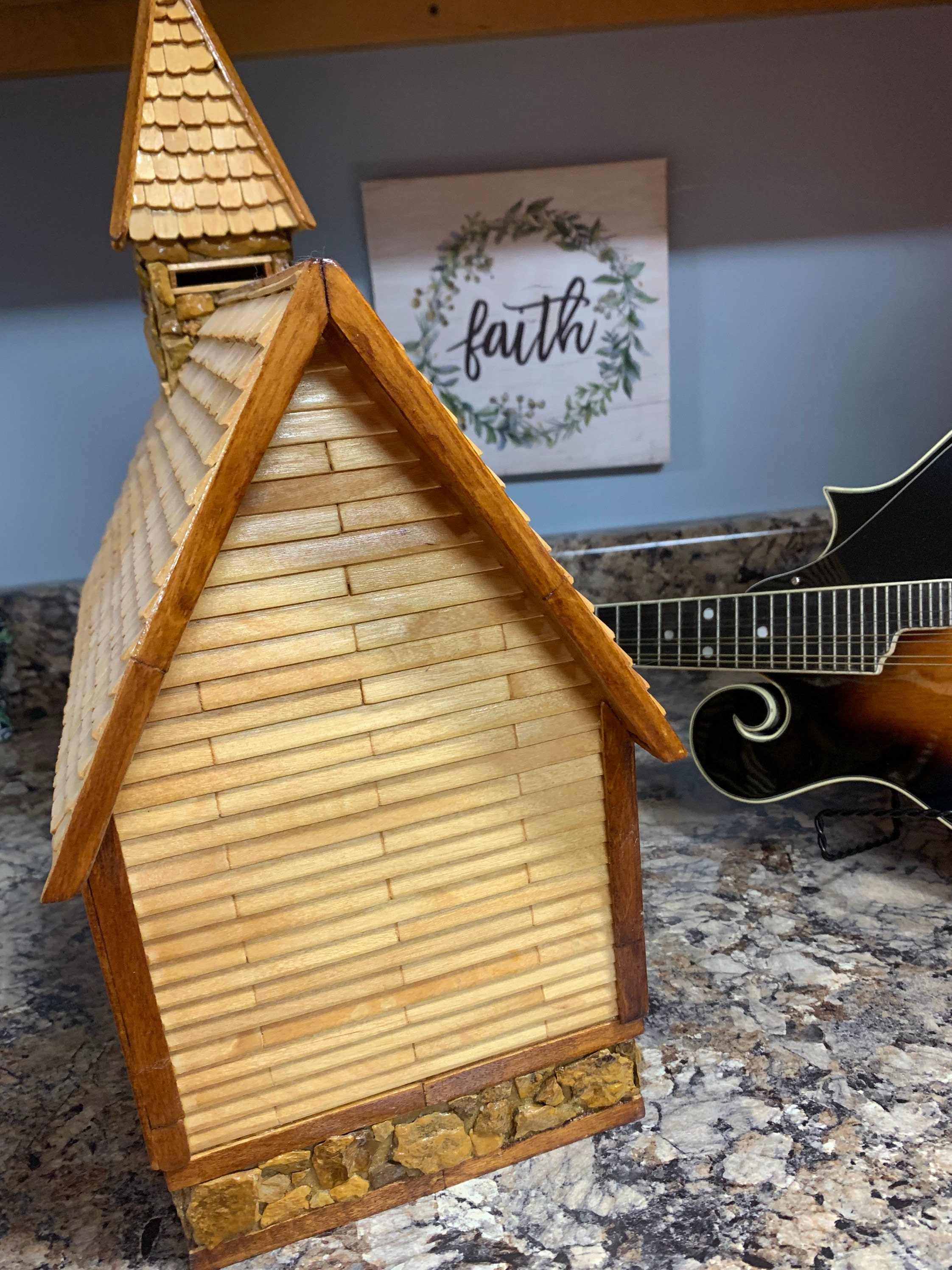 Handmade Popsicle Stick & Stone Church Country Church - Etsy