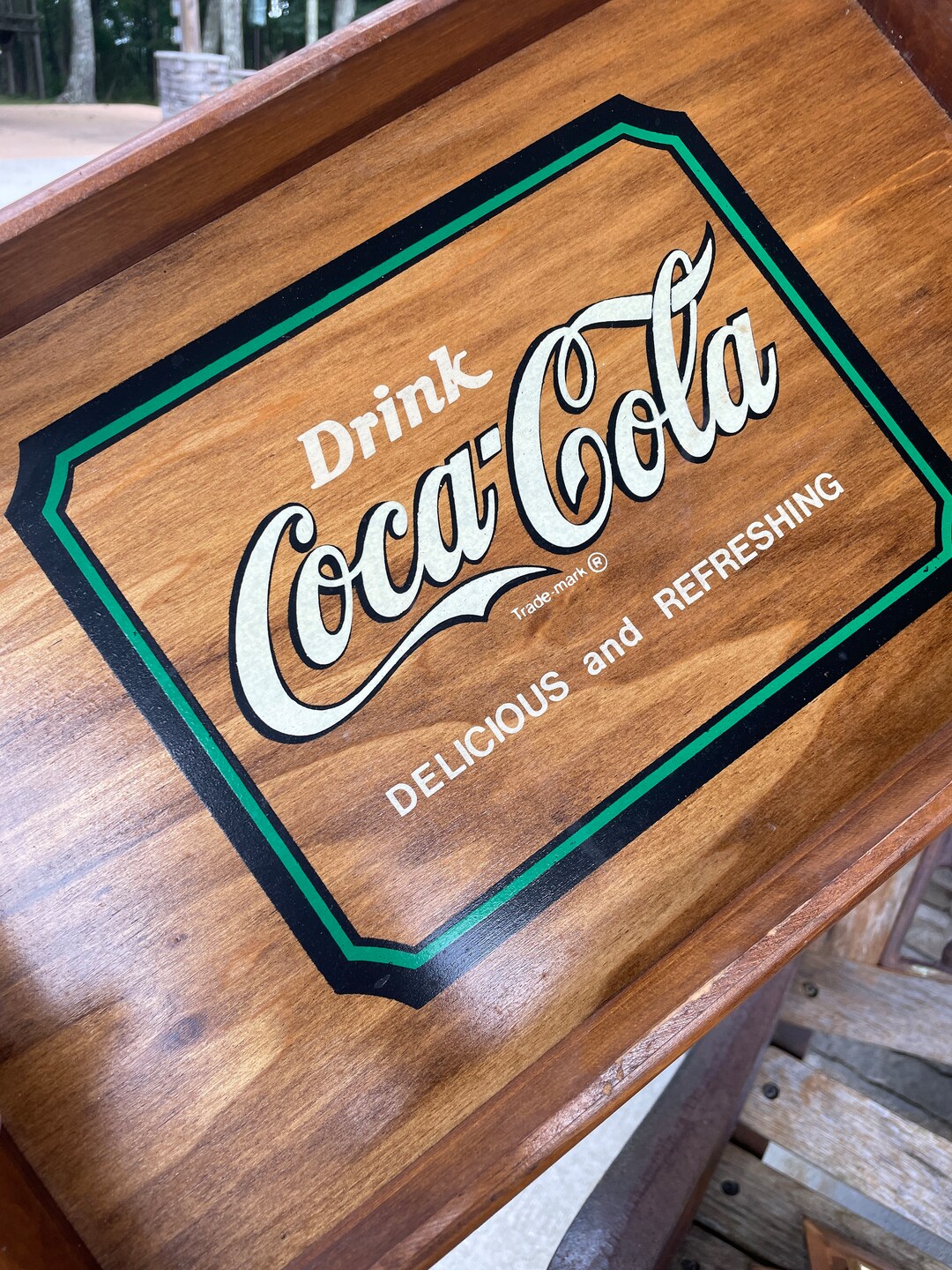 Wooden Coca Cola Serving Tray Two Handles Coke Memorabilia Vintage ...