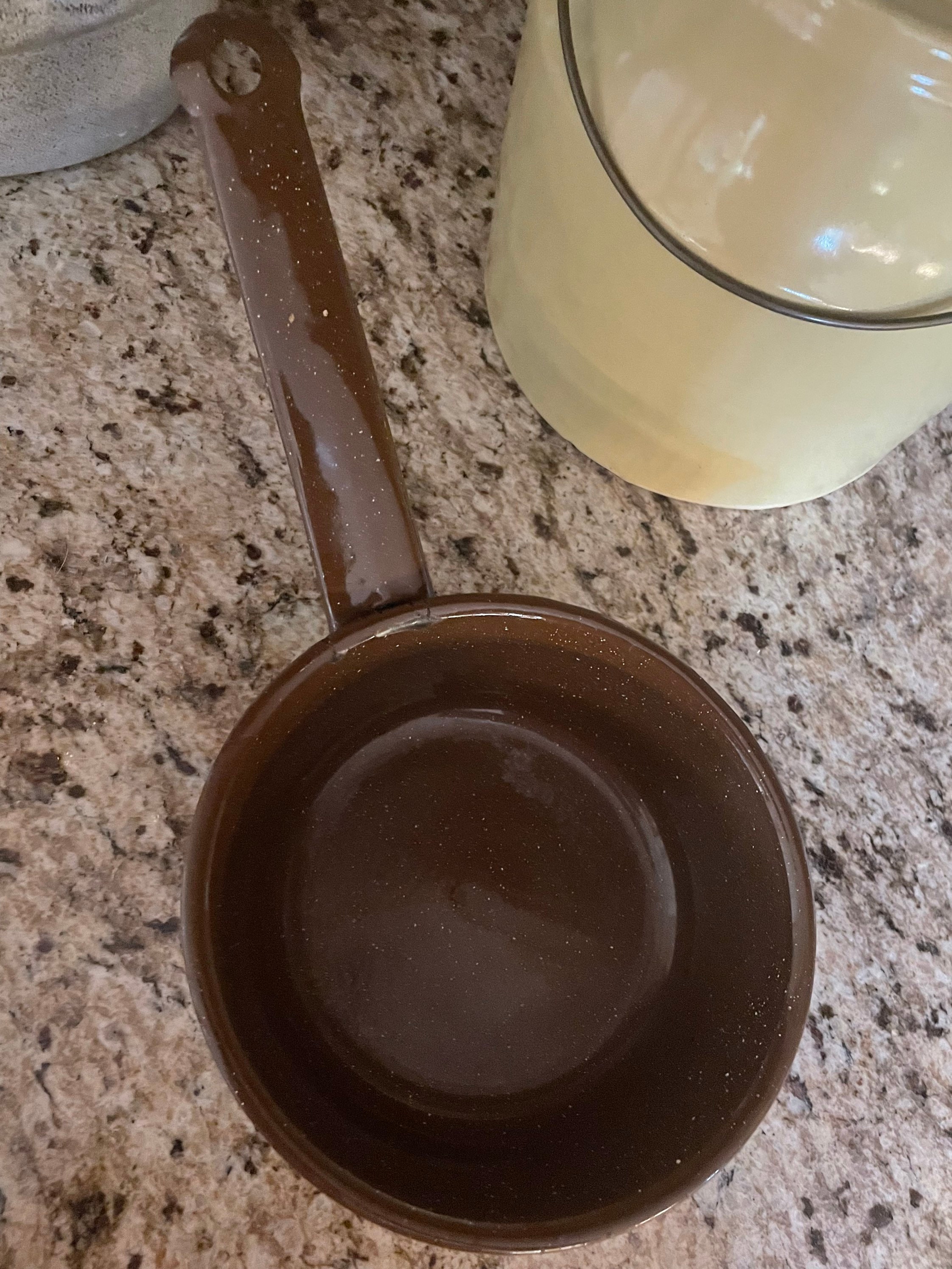 Vintage Enamelware Pot Brown Splatter Ware Enamel Sauce Pan - Etsy