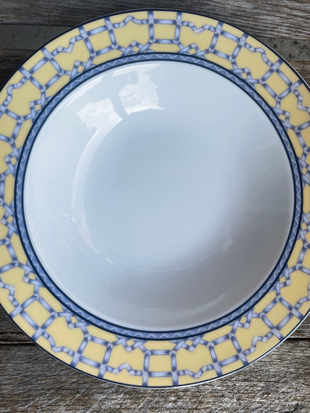 Coventry Palace Garden Soup Bowls: Blue & Yellow Porcelain, Set of 2 - Etsy