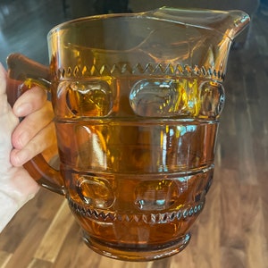 Vintage Kings Crown Amber Colored Glass Pitcher Warm Honey Crown Ewer ...