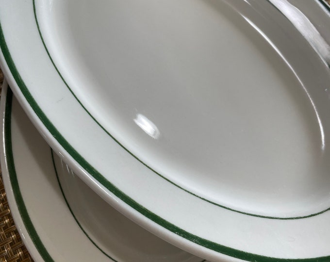 Buffalo China Restaurant Ware Platters Oval Shaped Green Trim Vintage ...