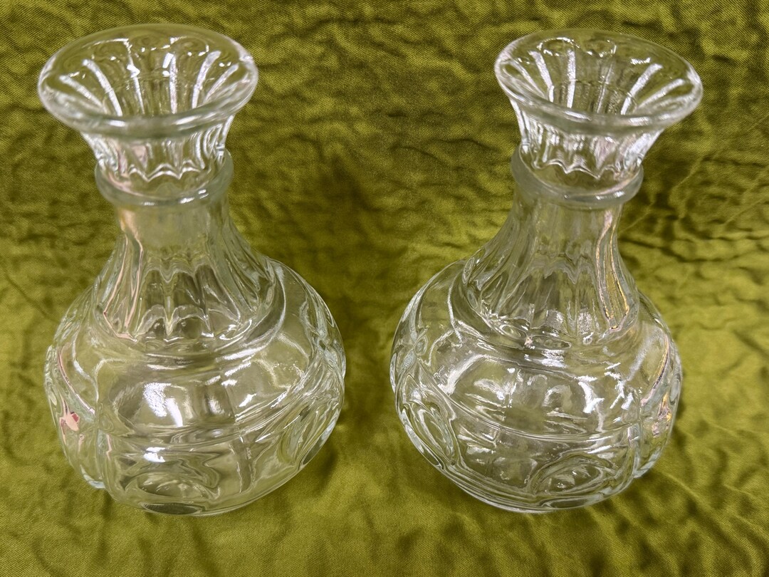 Thumbprint Bud Vases Wheaton Glass Small Decanters Bottles Vintage ...