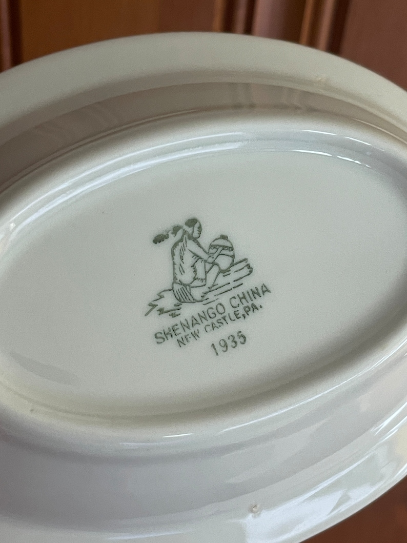 Shenango Diner Ware Oval Dessert Bowl: Green Banded Restaurant Ware - Etsy