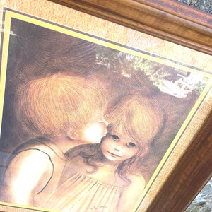 1970s Artwork Margaret Lane the Little Kiss Boy Kisses Girl Nursery Decor Rustic Farmhouse ...