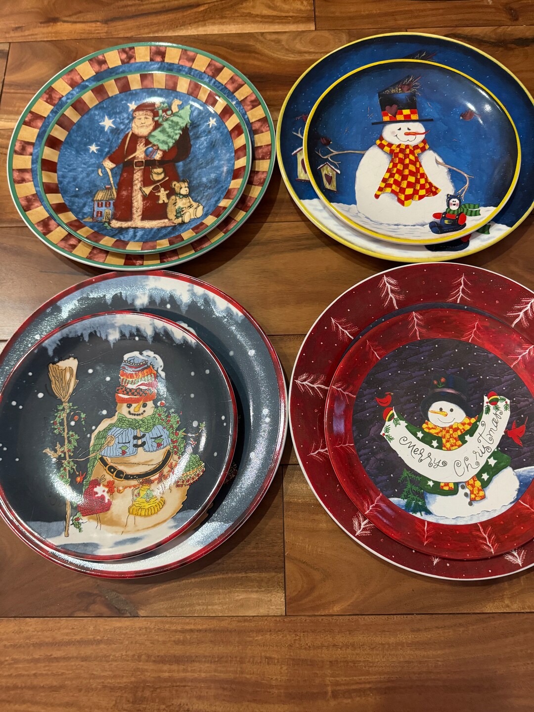 Christmas Snowman Dinnerware Set Dinner and Salad Plates Century ...