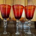 Ruby Red Blown Glass Water Goblets Christmas Stemware New Years Barware ...