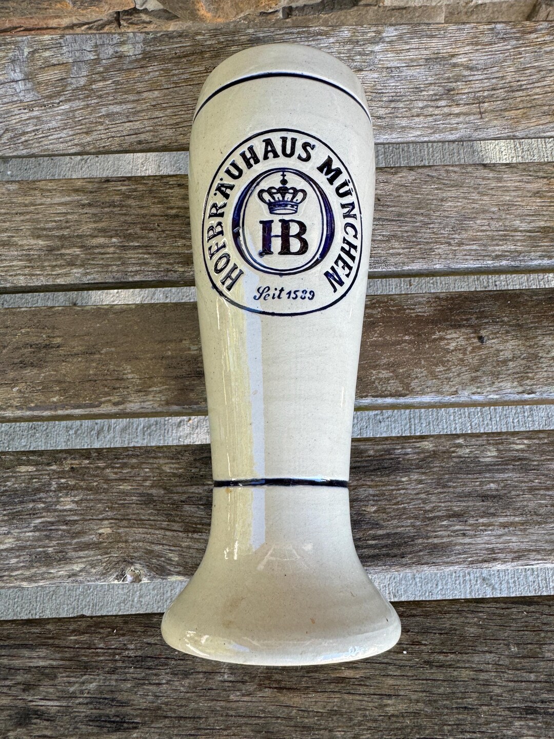 Vintage Hofbrauhaus Munchen HB Beer Stein Germany Blue Logo Stoneware 1 ...