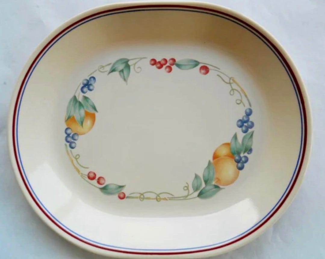 Corelle Corning Ware Serving Platter Abundance Fruit Oval Corning Ware Fruit Pattern Tray ...