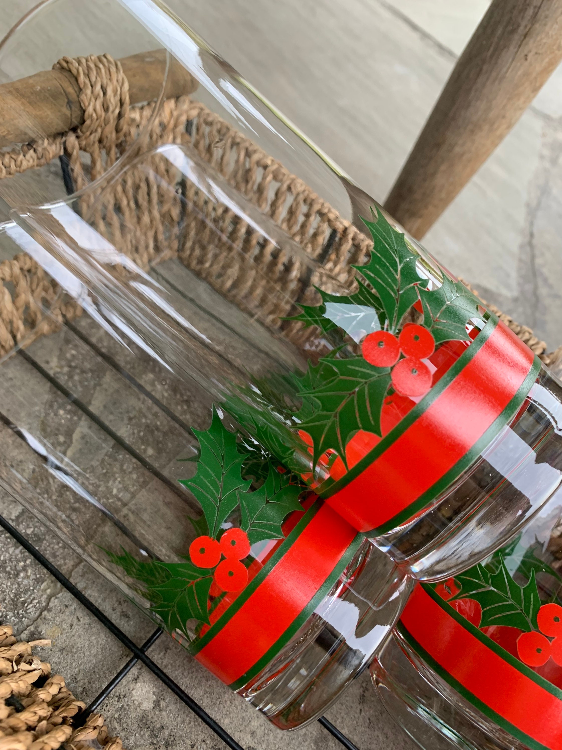 Libbey Holly and Berry Highball Glasses Weighted Barware - Etsy