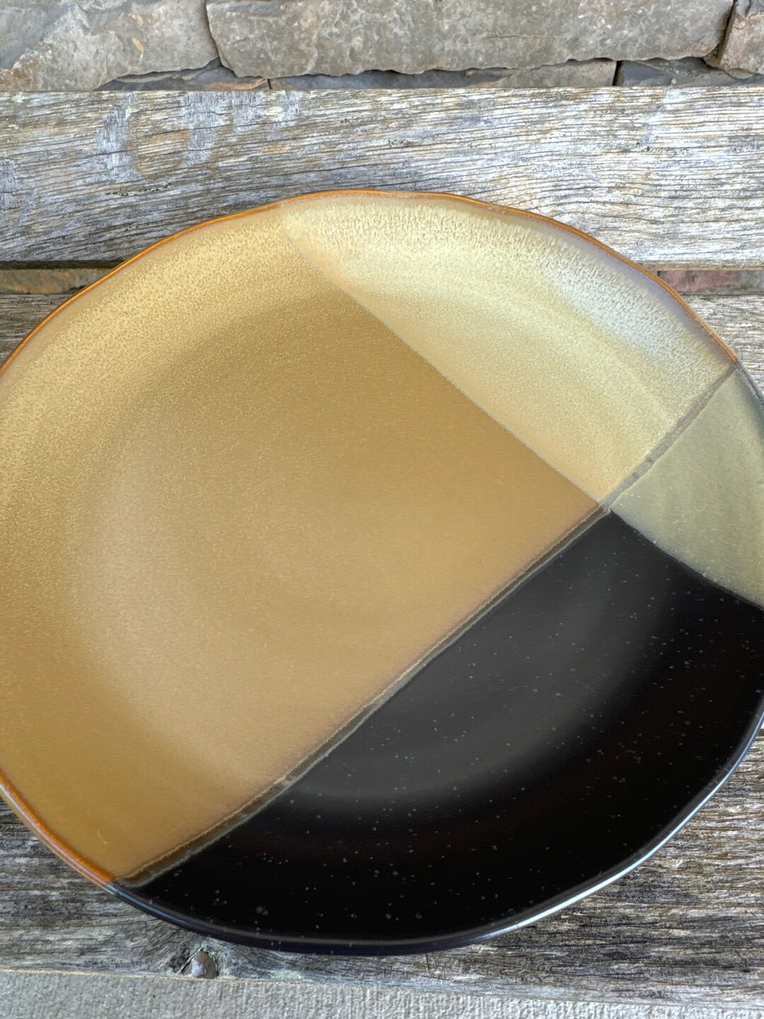 Sango Gold Dust Black Dinnerware Vintage Stoneware Salad Plates 8 Inch ...