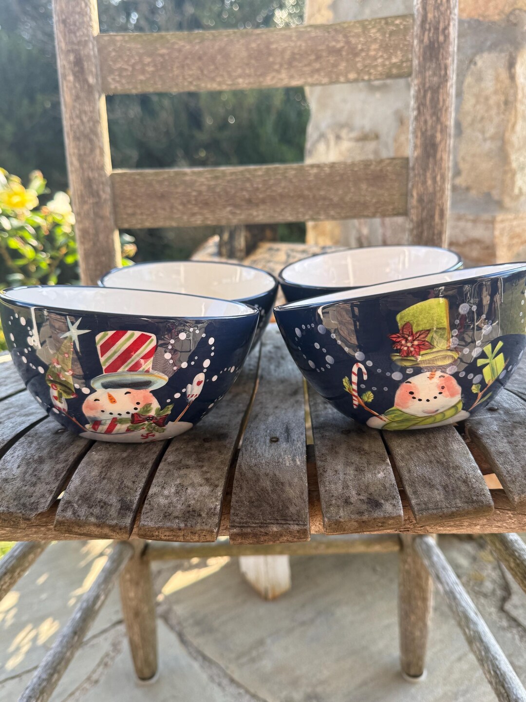 Geoffrey Allen Snowman Ice Cream Bowls, Cobalt Blue Magic Hat Snowman ...