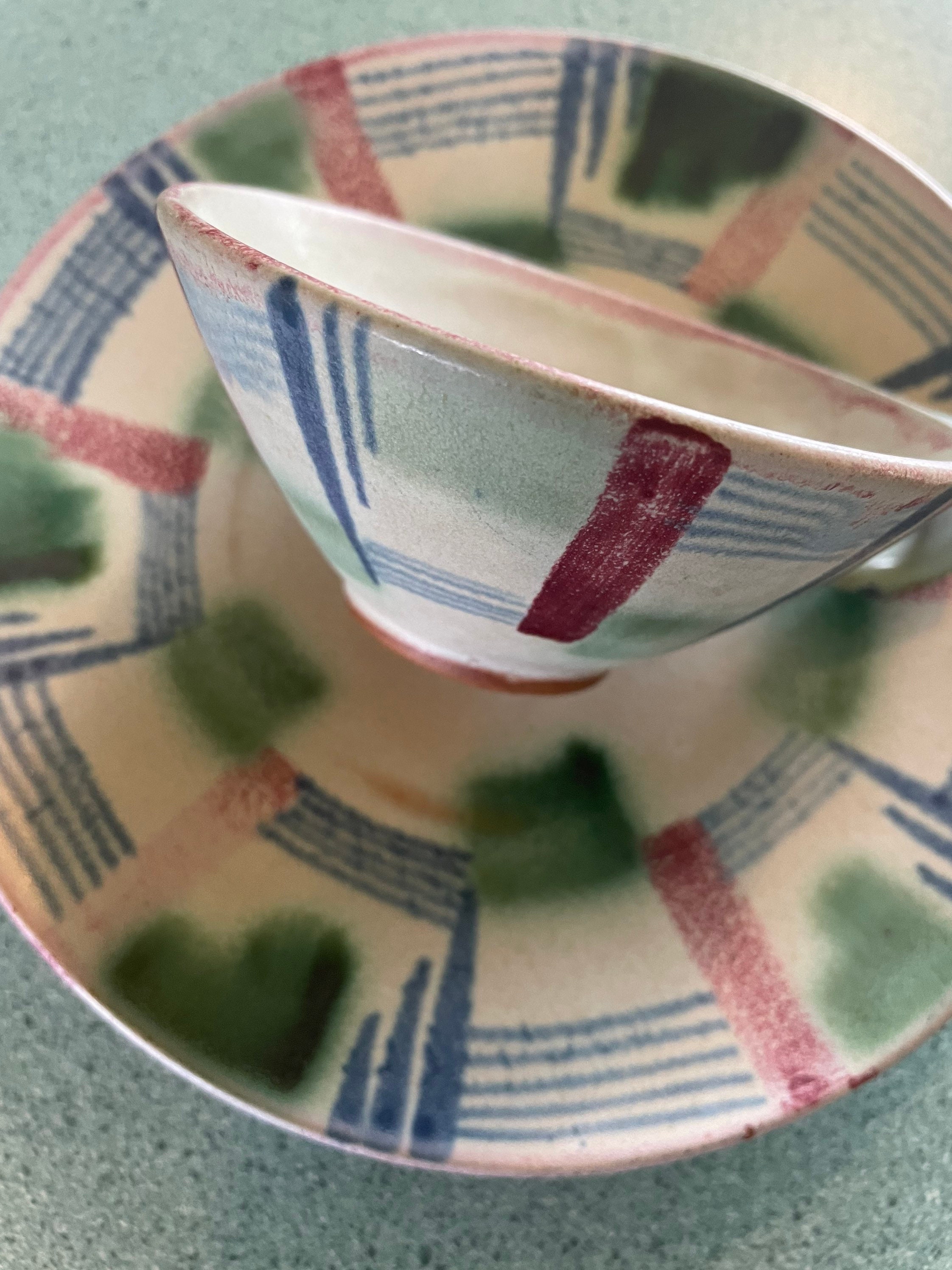 Studio Pottery Cup and Saucer German Pottery Geometric - Etsy