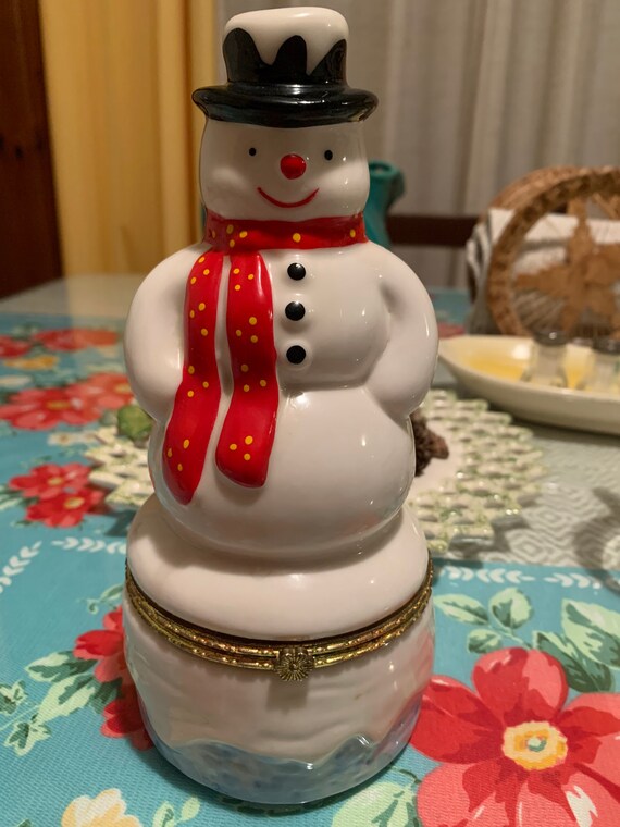 vintage snowman trinket box - Gem