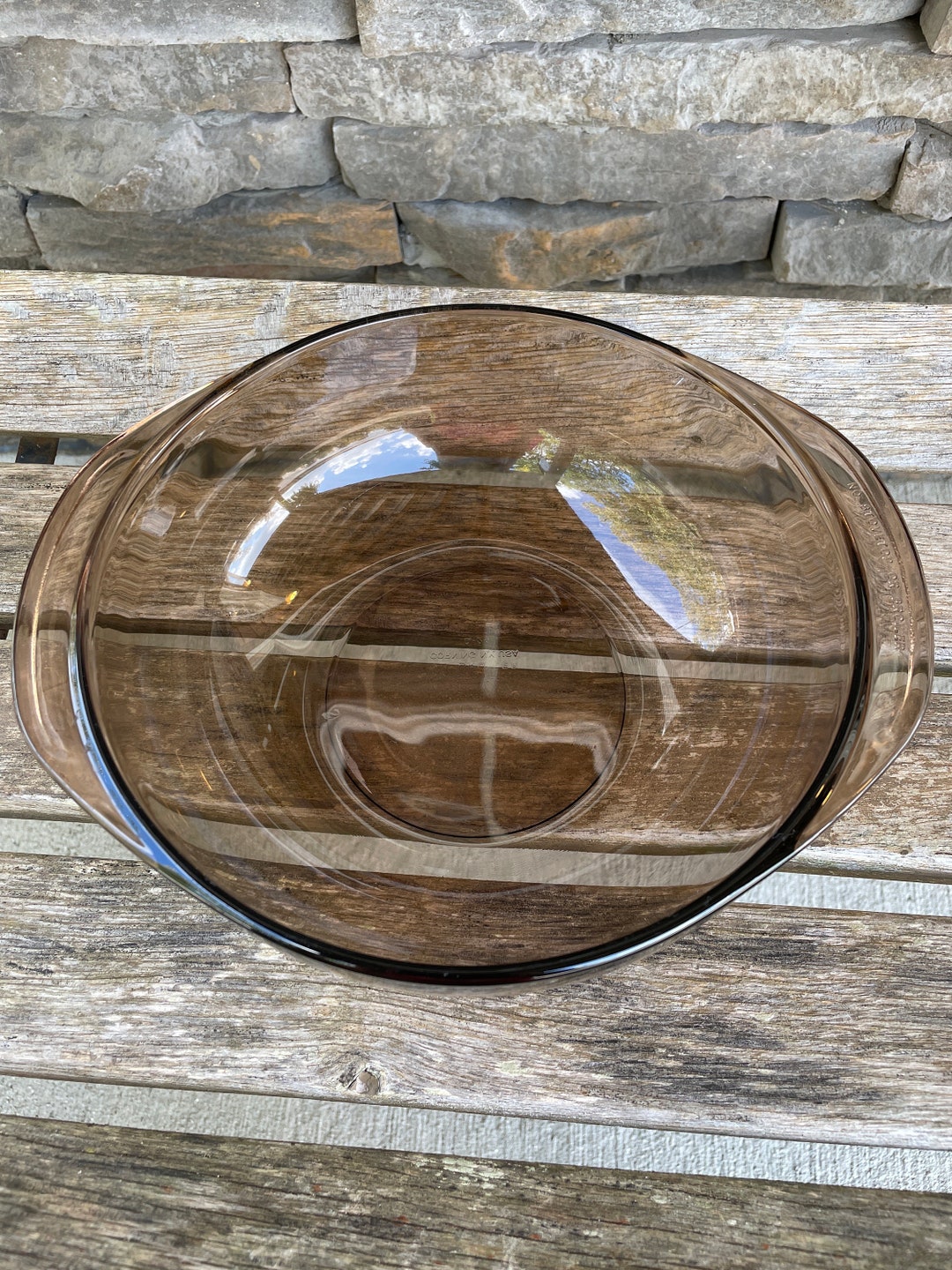 Pyrex Brown Glass Mixing Bowl With Handles D24 Casserole Dish Brown ...