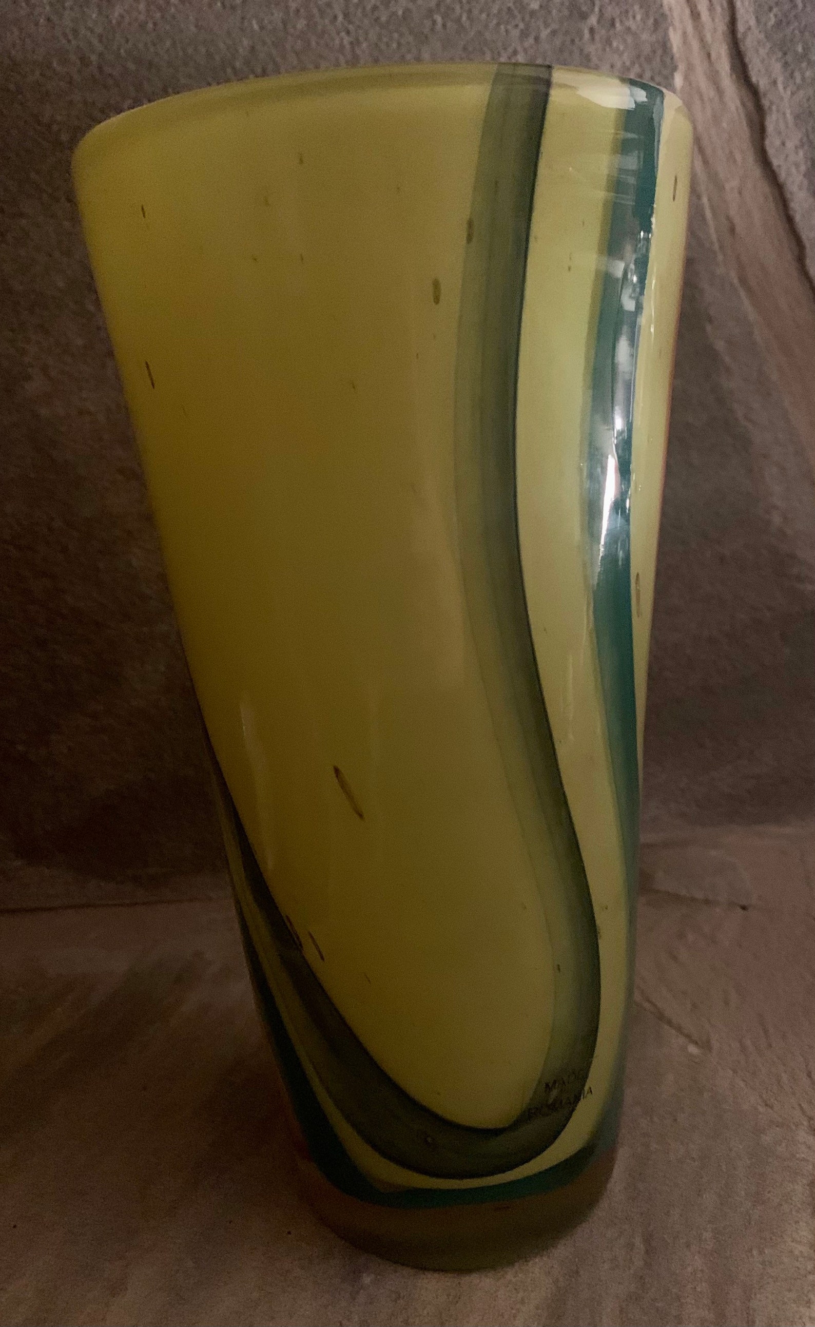 Romanian Art Glass Vase Blown Glass Vase Wavy Vase Green - Etsy