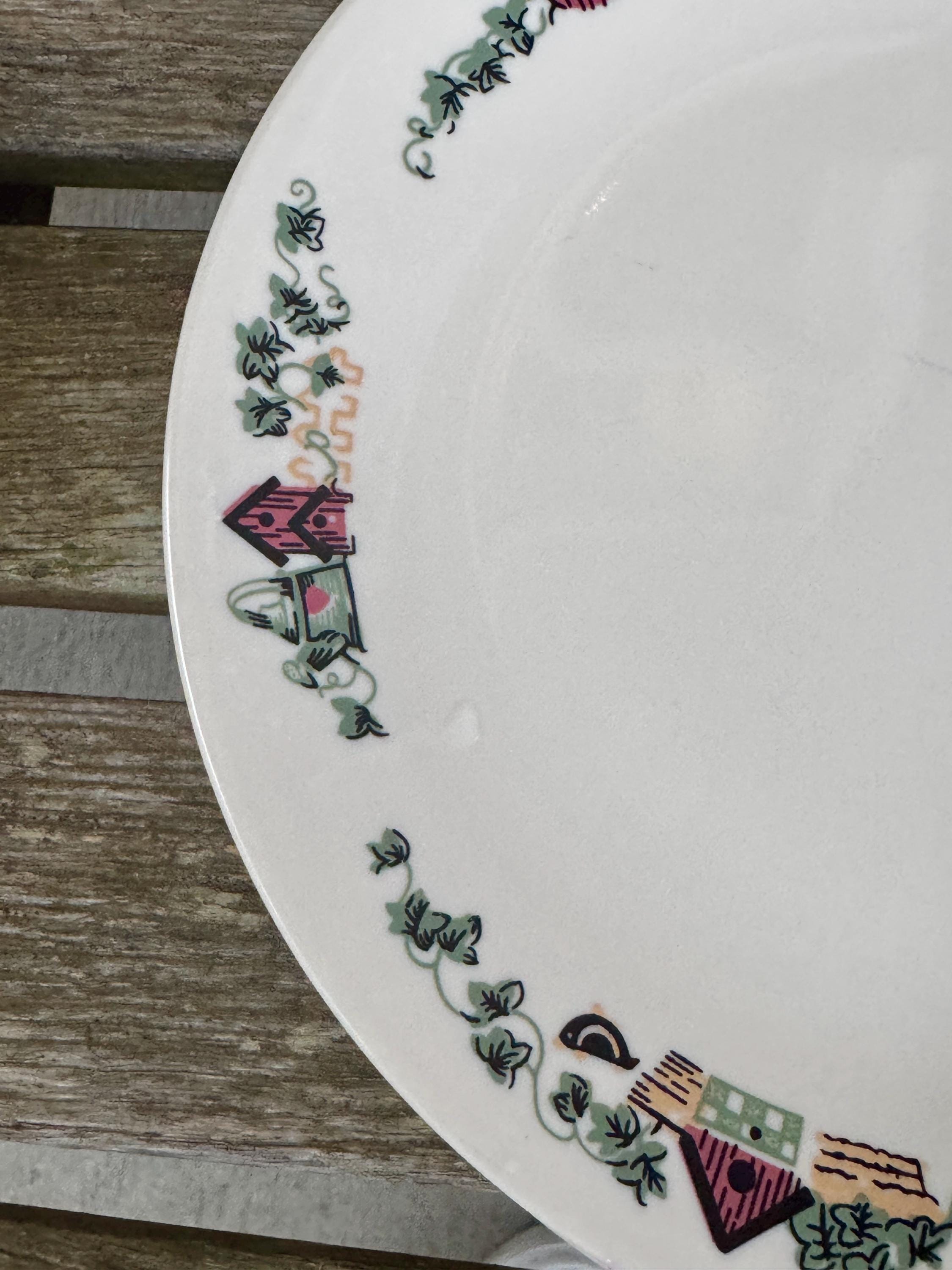 Vintage Corelle Garden Home Dinner and Salad Plates Birdhouse Farmhouse ...