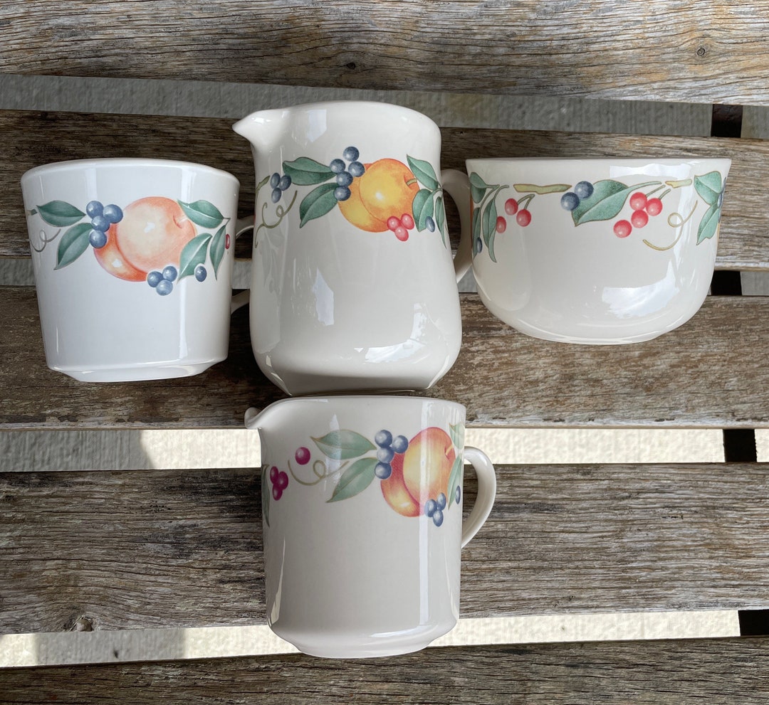 Corning Ware Abundance Coffee Cups Creamer Sugar Bowl Corelle Corning ...