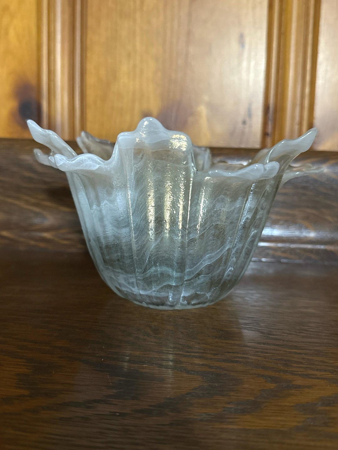Vintage Hand Blown Murano Style Glass Candy Dish Iridescent Alabaster ...