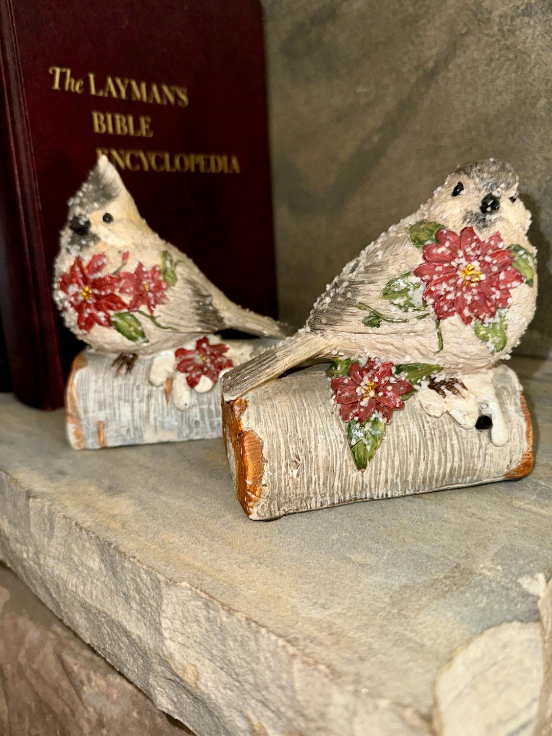 Bird Tweet Box Christmas Blue Jay Pair Poinsettia and Snow Accent ...