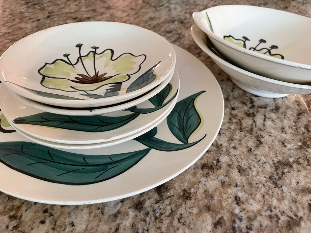 Blue Ridge Southern Pottery Underglaze Hand Painted Dinnerware Evening ...