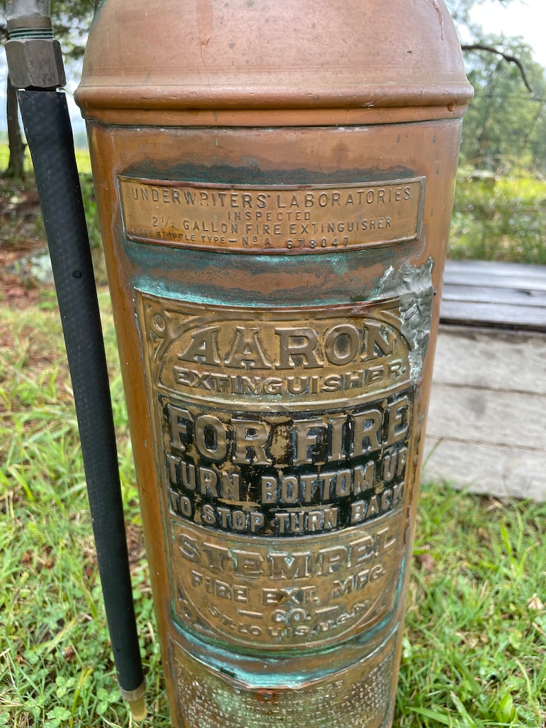 Vintage Aaron Stempel Brass Fire Extinguisher: Copper and Brass 2.5 ...