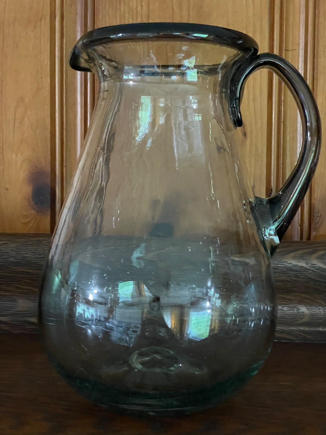 Hand Blown Pitcher Purple Bubble Glass Vintage Clear Plum - Etsy