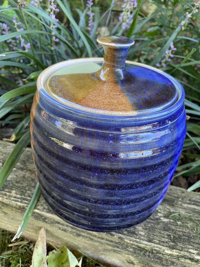 Whetstone Studio Pottery Canister: Cobalt Blue Glazed Crock, Vintage ...