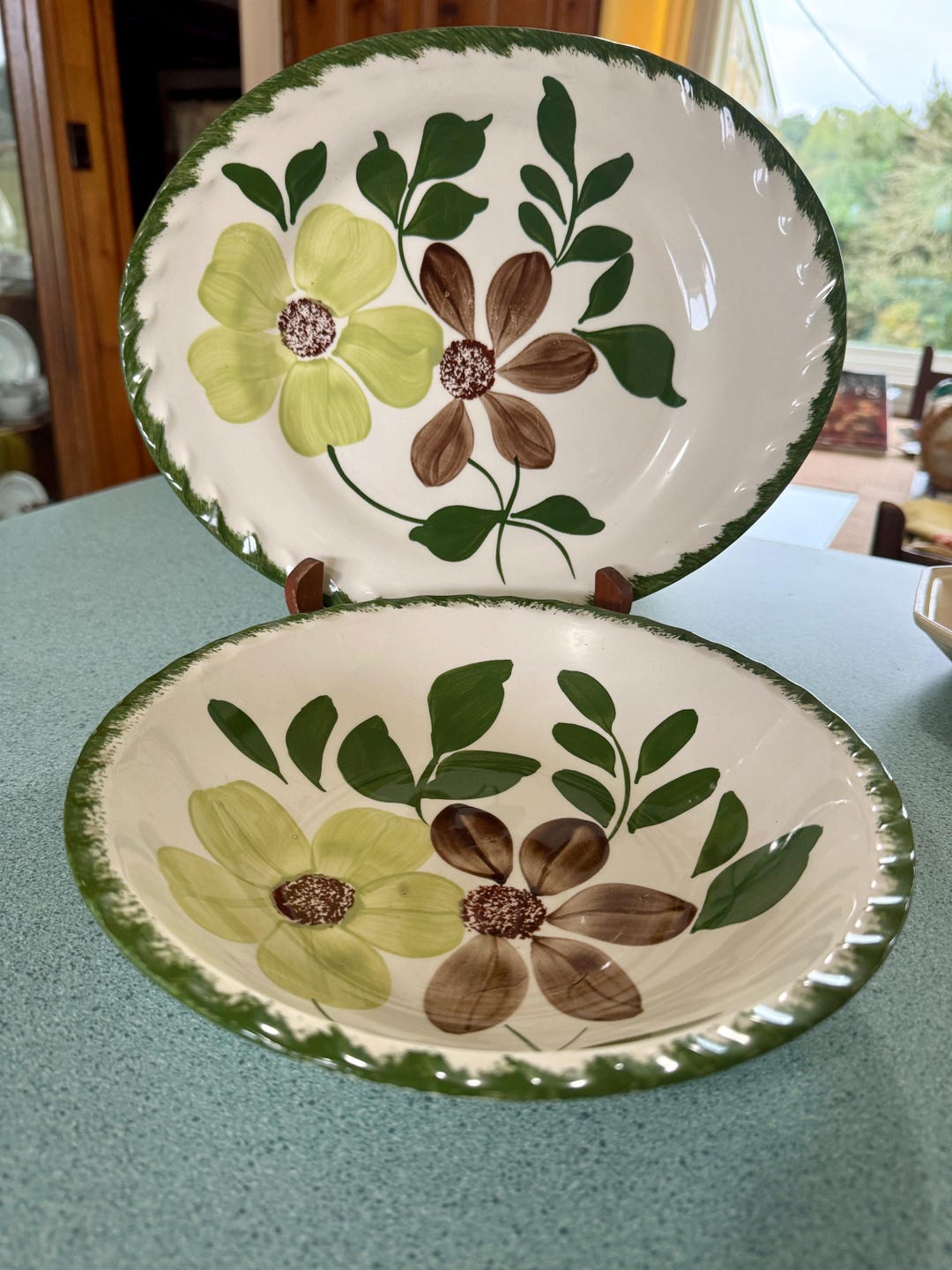 Blue Ridge Southern Pottery Green Briar Underglaze Hand Painted Serving ...