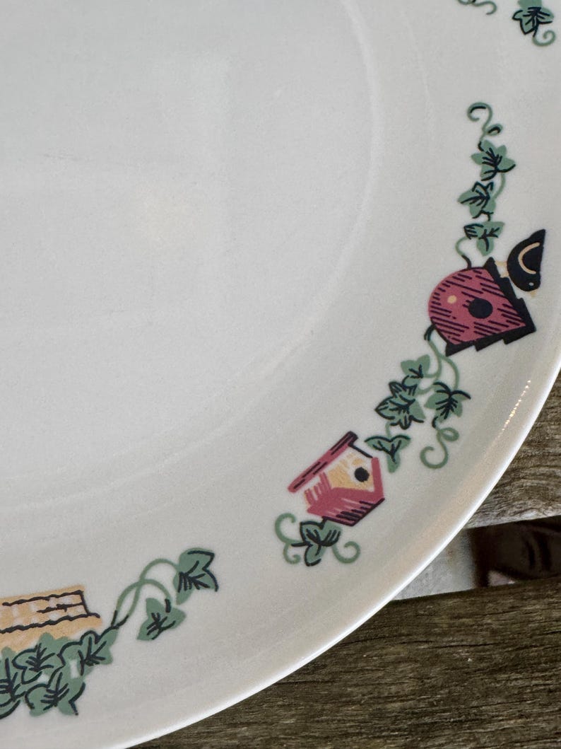Vintage Corelle Dinner Plates Garden Home Pattern Birdhouse Farmhouse ...