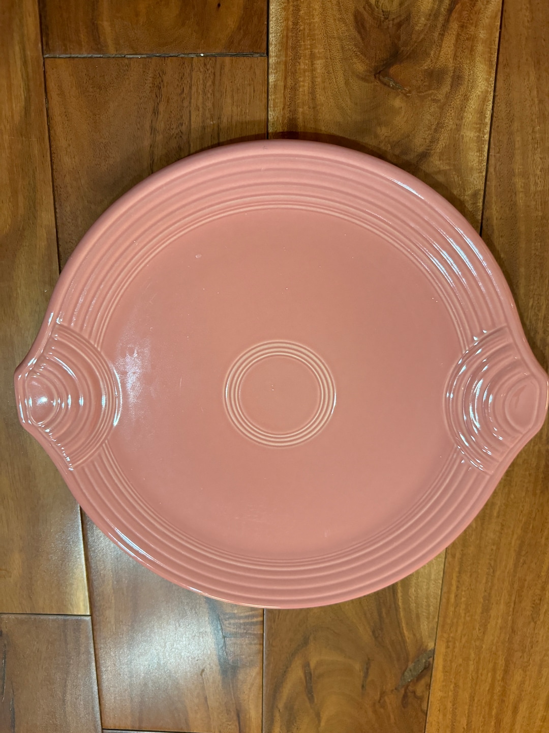 Fiesta Ware Cake Plate Rose Pink Homer Laughlin 1980's Restaurant Ware ...