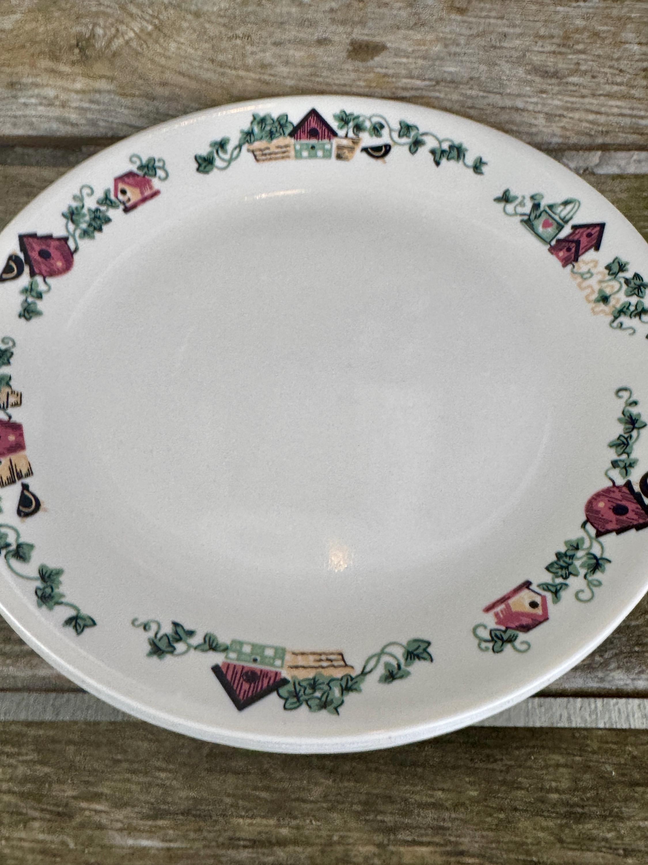 Vintage Corelle Garden Home Dinner and Salad Plates Birdhouse Farmhouse ...