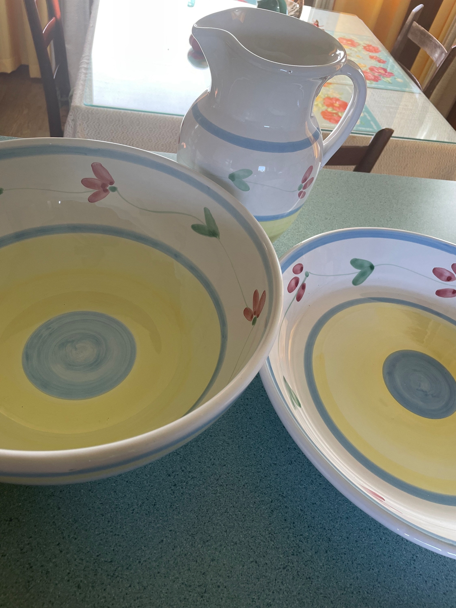 Caleca Hand-painted Italian Pottery Serving Pieces: Floral Yellow ...