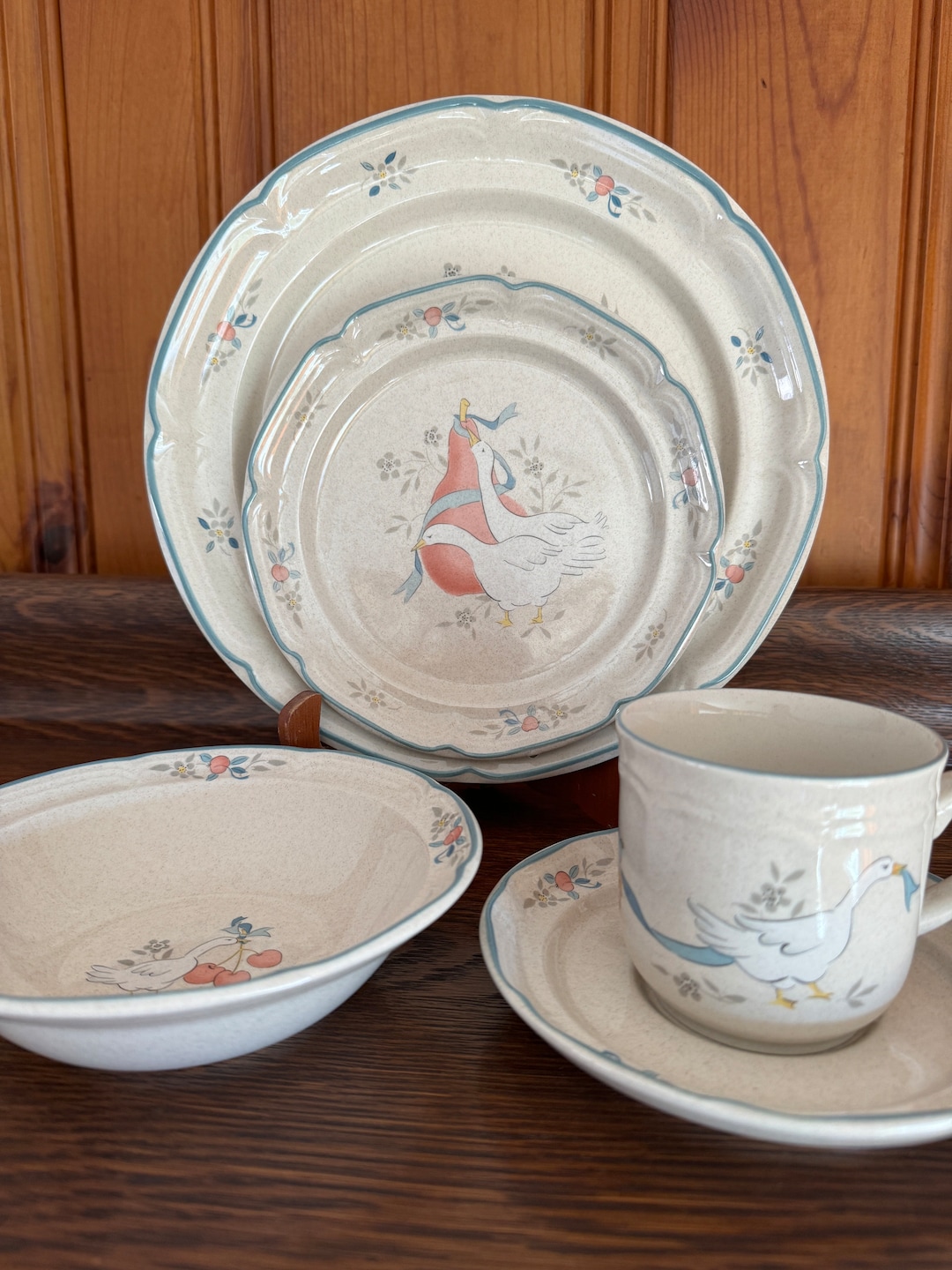Marmalade Country Geese Dinnerware Set Geese Blue Ribbon Strawberry ...