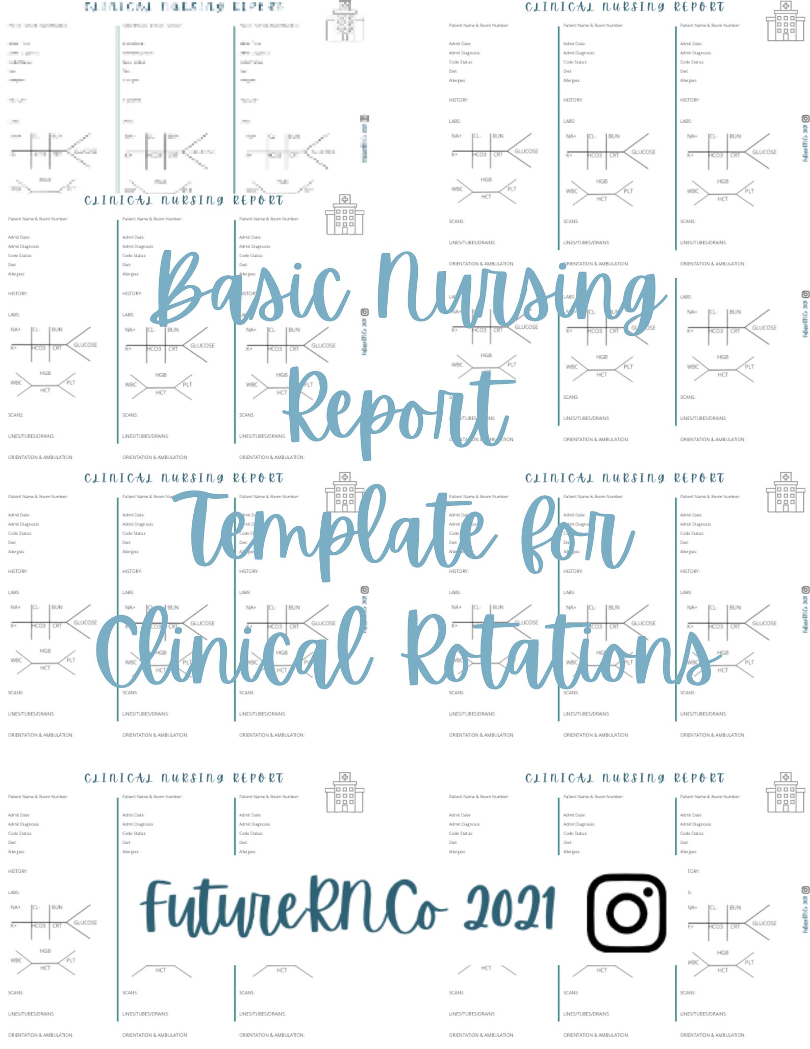 Basic Nursing Shift Report Template Nursing Student Clinical | Etsy