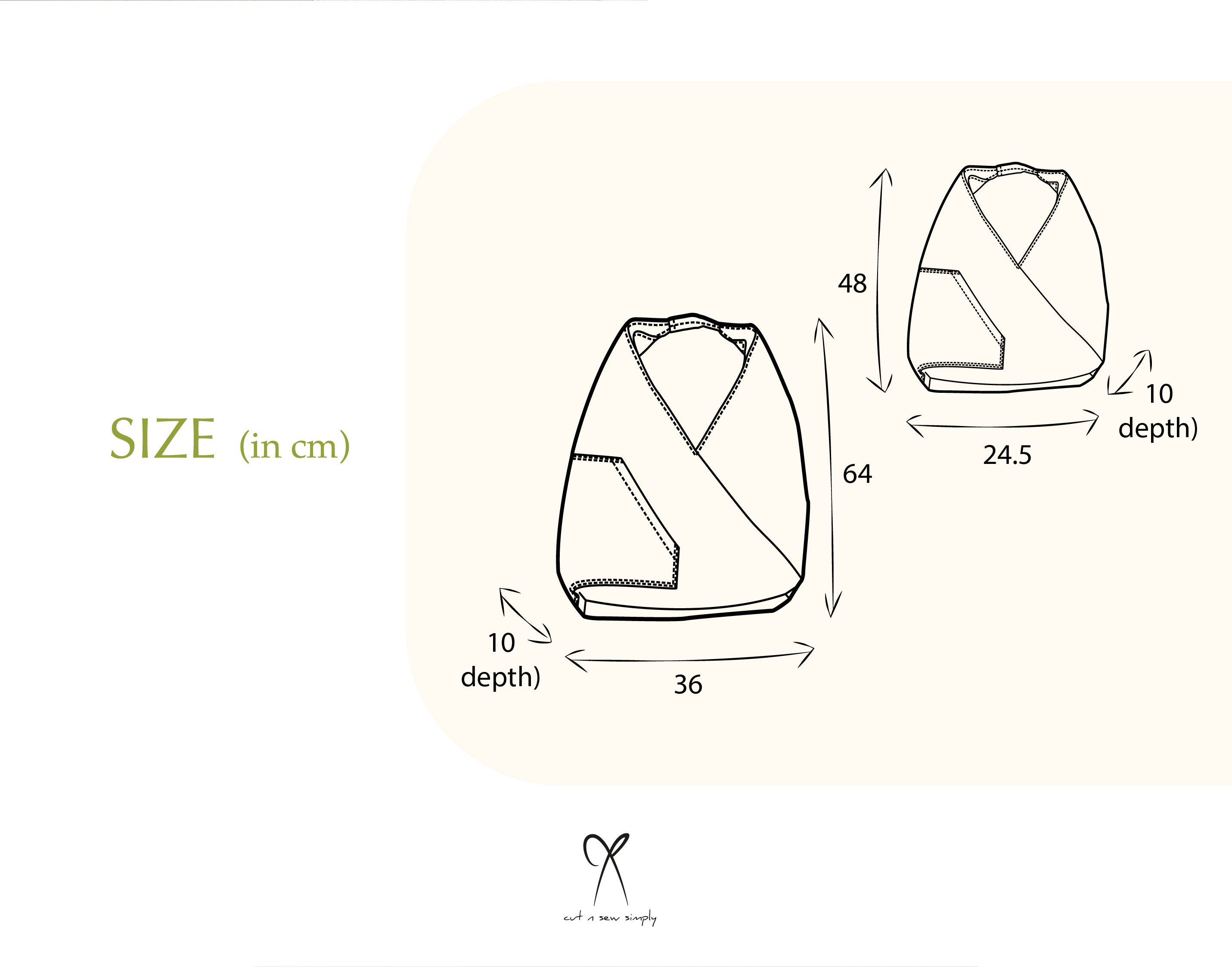 Triangle Pocket Tote Bag Pattern Sewing PDF Printable Instant - Etsy ...