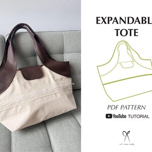 Expandable Tote Bag Sewing Pattern PDF Printable Instant Download DIY ...