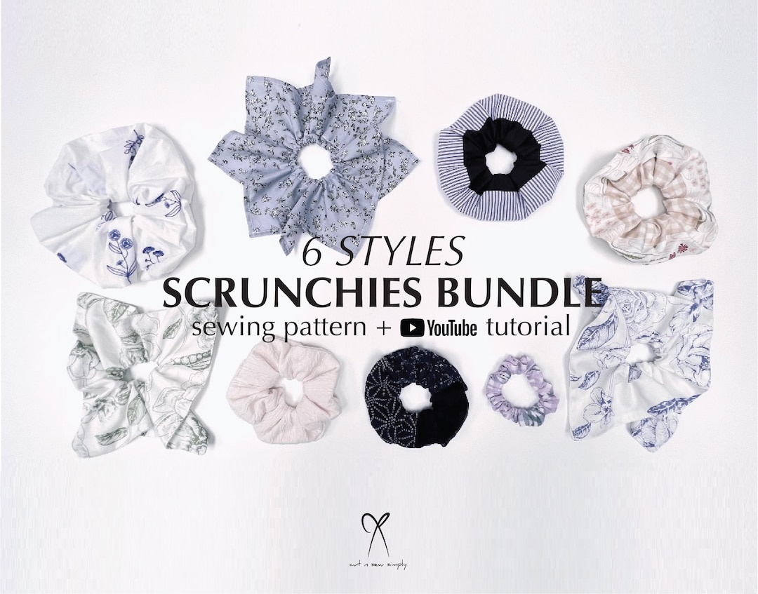 DIY Scrunchies 6 Styles Bundle PDF Sewing Pattern Printable Instant ...