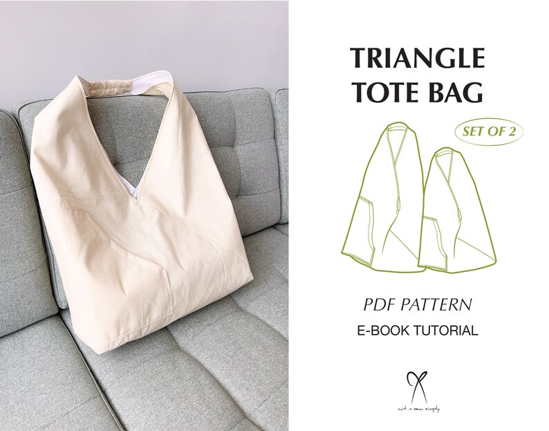 Triangle Pocket Tote Bag Pattern Sewing PDF Printable Instant - Etsy Hong Kong