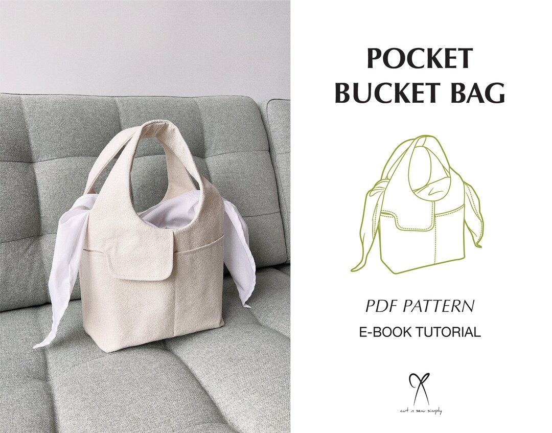 Pocket Bucket Bag Sewing Pattern PDF Printable Instant Download DIY One ...