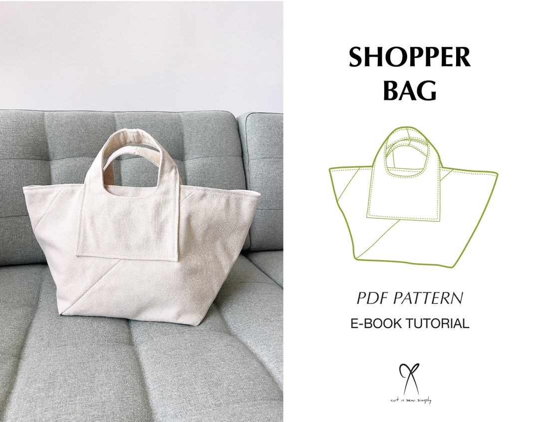 Shopper Bag With Pocket Handle Pattern Sewing PDF Printable Instant ...
