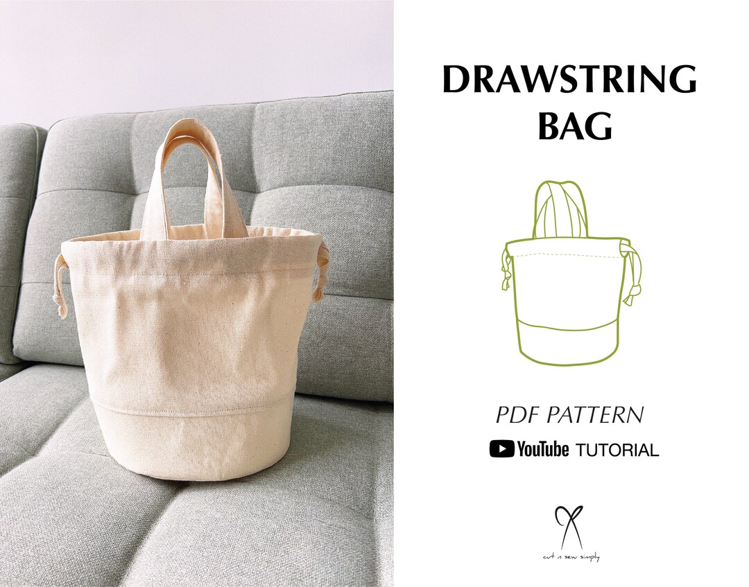Drawstring Bucket Bag Pattern Sewing PDF Printable Instant Download DIY ...