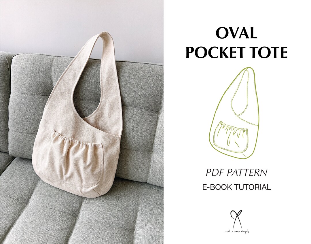 Oval Tote Bag With Pocket Asymmetric Strap Bag Sewing Pattern PDF ...