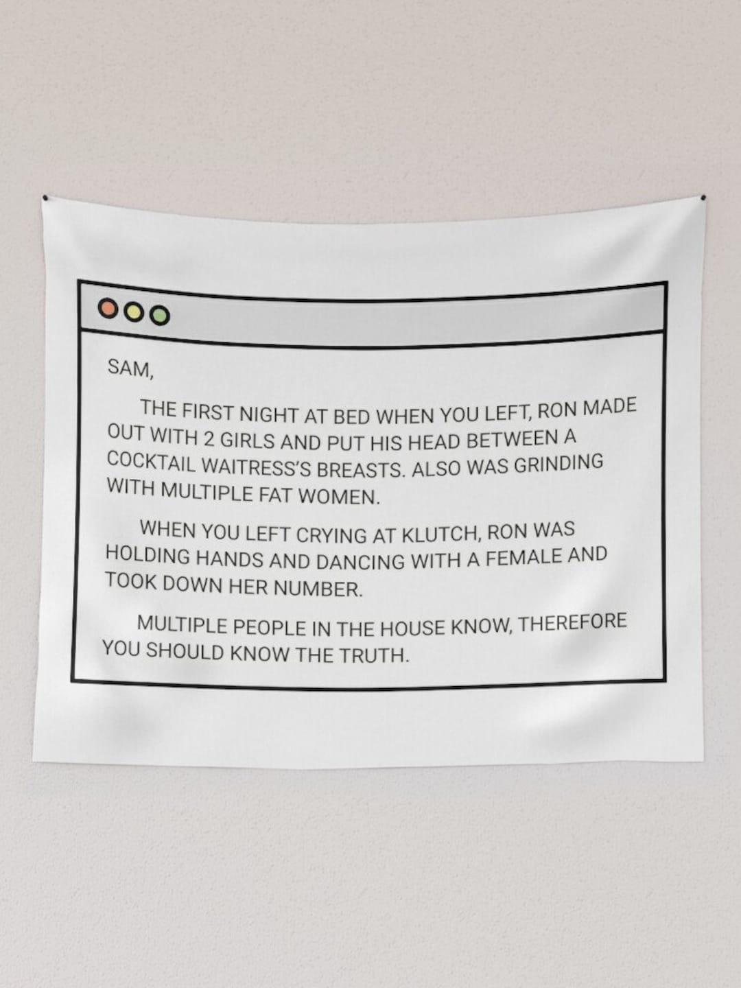 Jwoww and Snooki Letter to Sammi Wall Tapestry, Snooki Mandala Tapestry ...