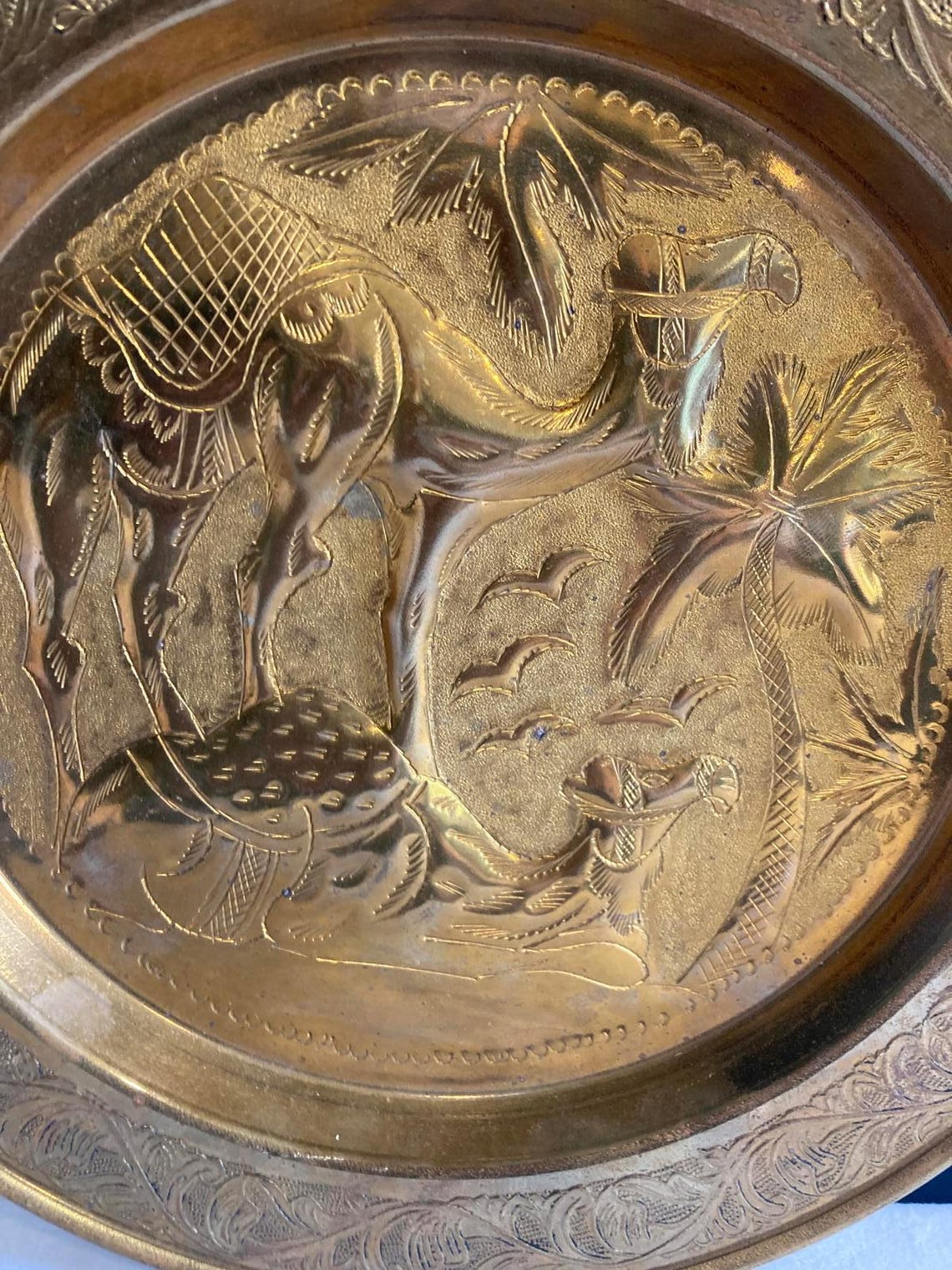 Vintage Solid Brass Decorative Camel Plate With Etching - Etsy
