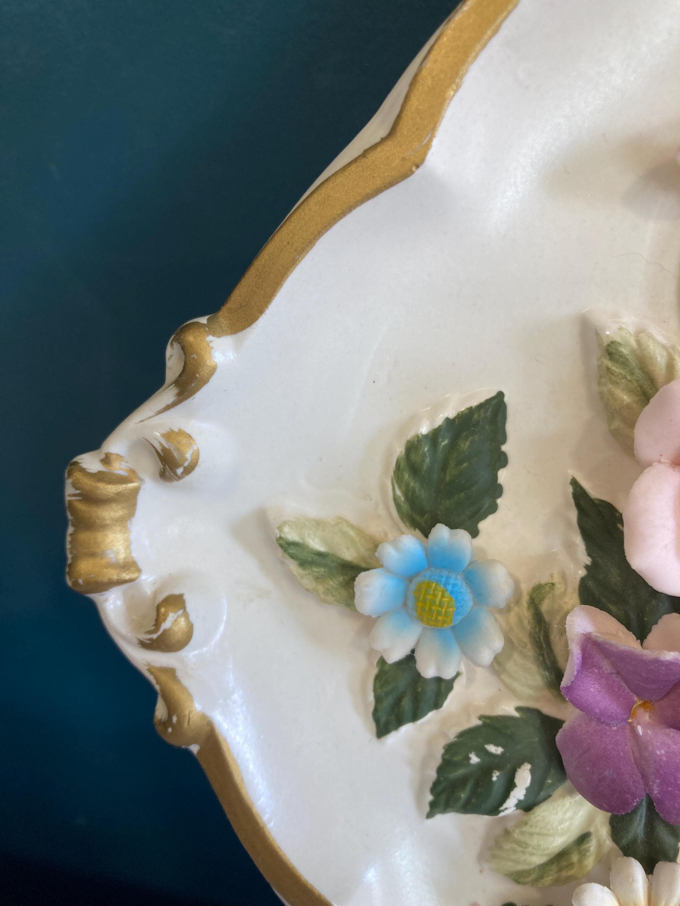 Vintage Lefton Ceramic Flower Wall Decor With Gold Edges - Etsy