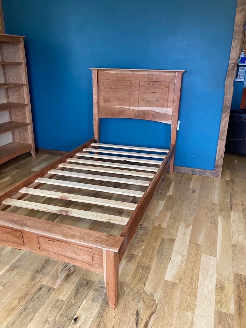 New Handmade Solid Cherry Wood Shaker Style Bed Frame, Handcrafted ...